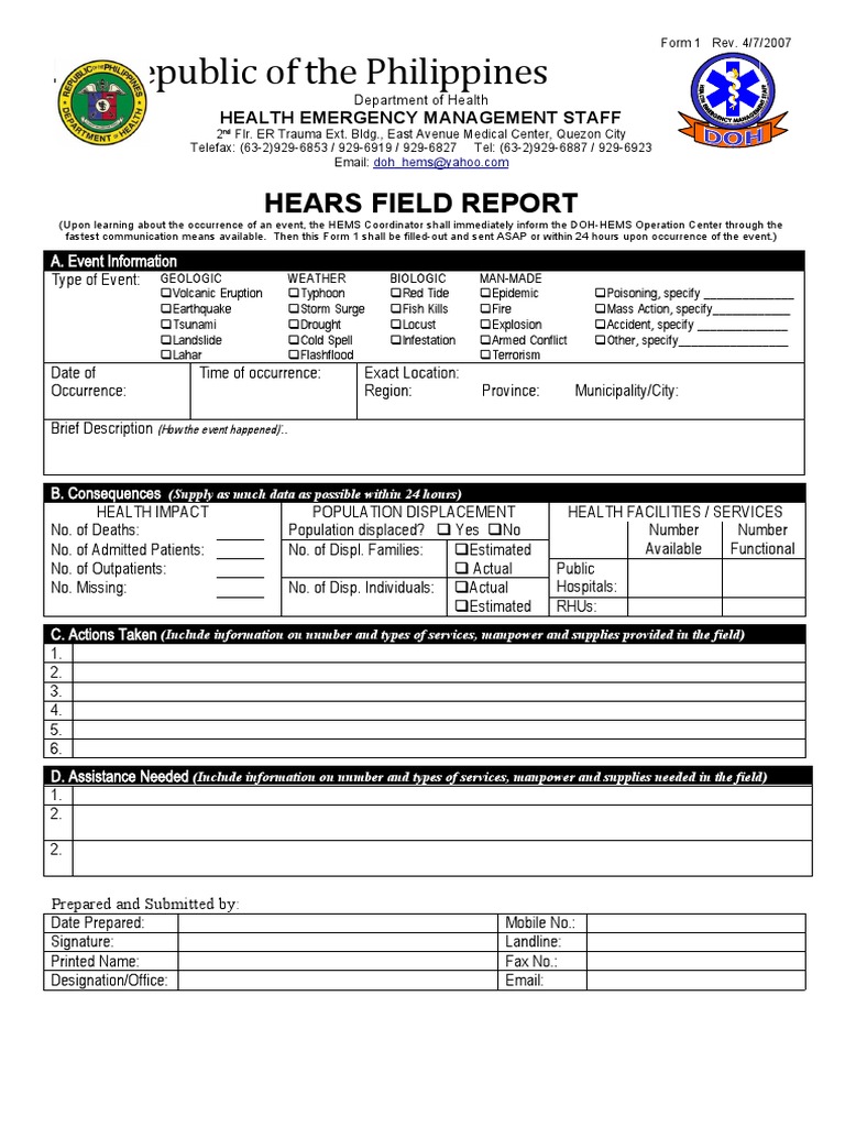 HEARS REPORT Form | PDF | Patient | Health Sciences