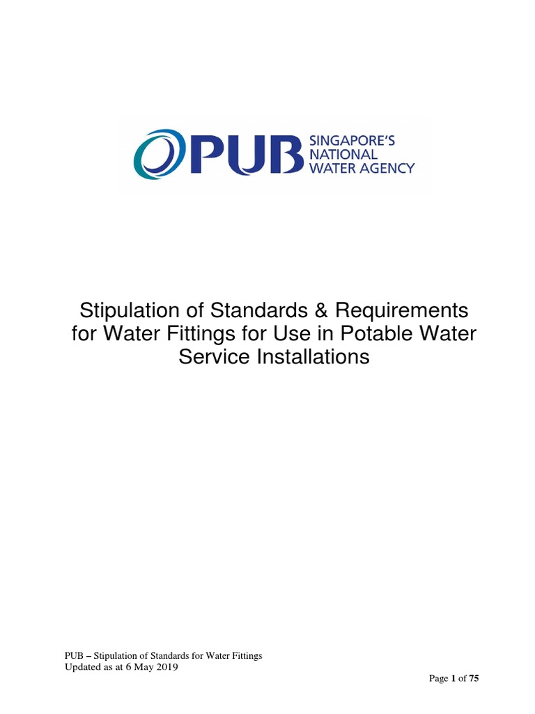 PUB Standards for Potable Water Fittings | PDF | Pipe (Fluid Conveyance ...