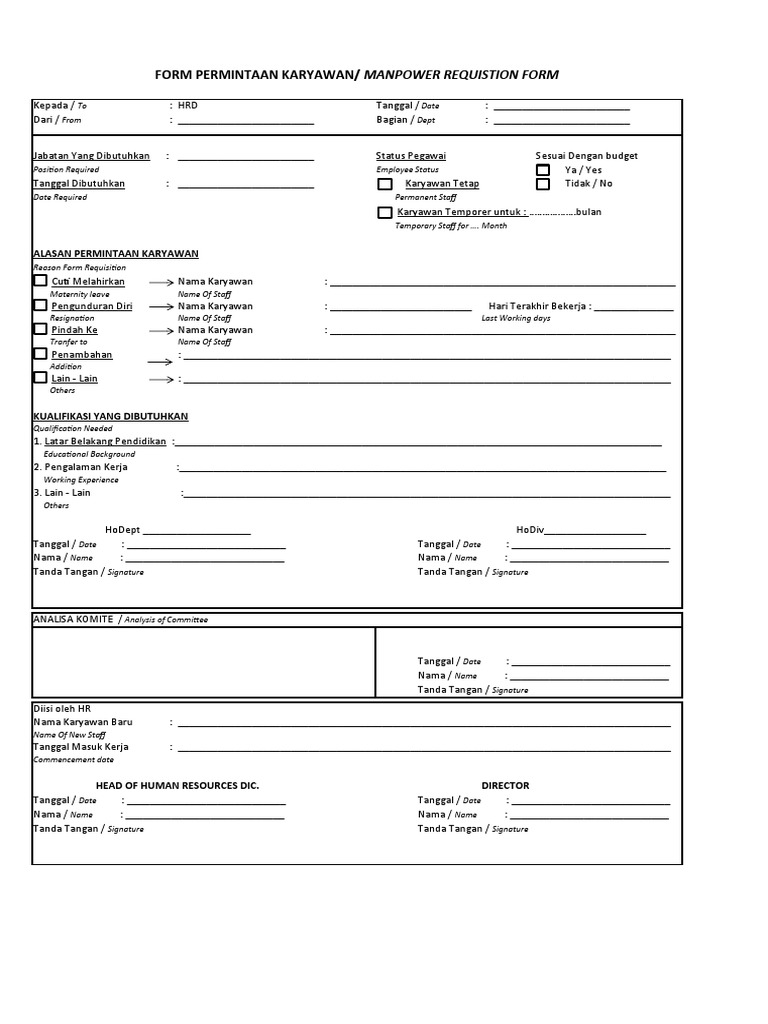 FORM Permintaan Karyawan | PDF