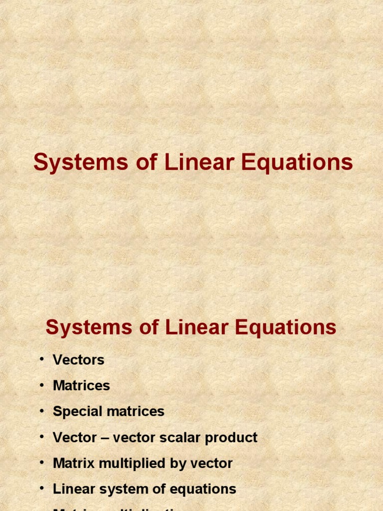 Systems of Linear Equations | PDF | Matrix (Mathematics) | Mathematical ...