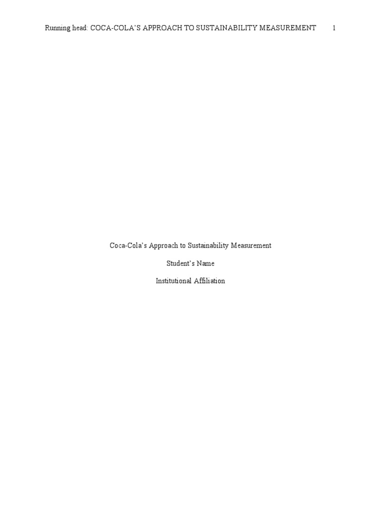 Coca-Cola's Approach to Measuring Sustainability Through Triple Bottom ...