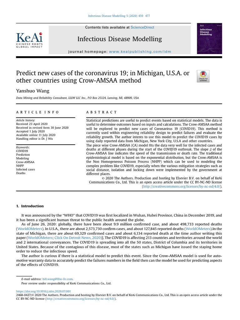 Infectious Disease Modelling: Yanshuo Wang | PDF | Infection | Applied Mathematics