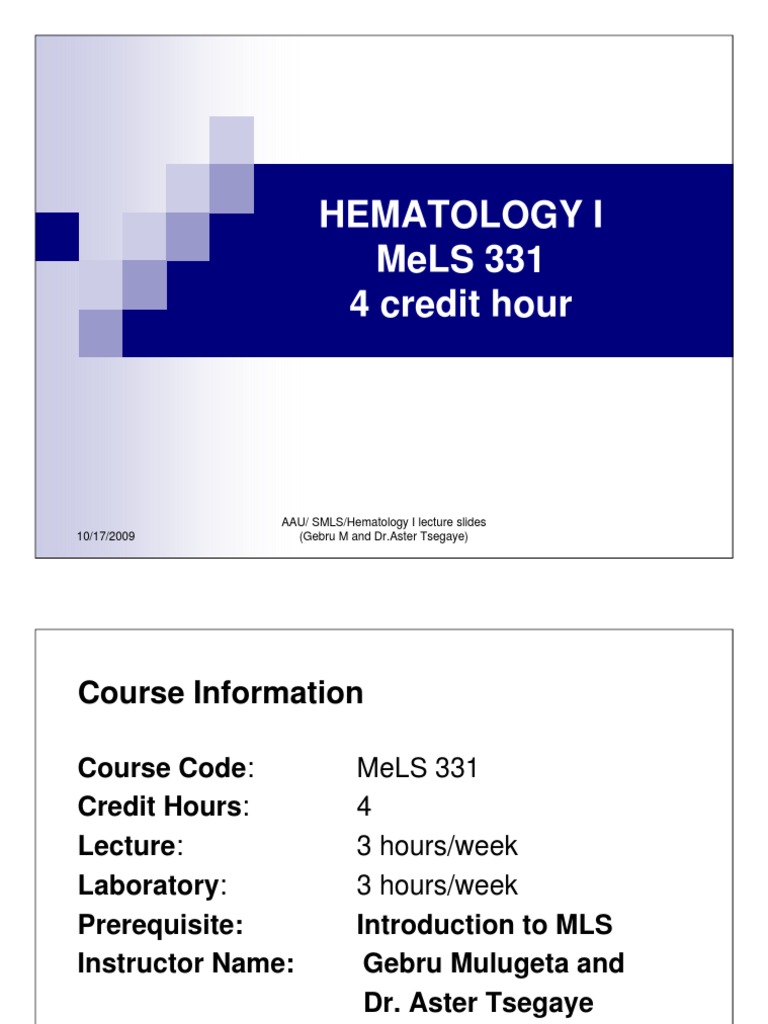 Hema I Chapter 1 - Introduction | PDF | Blood | Hematology