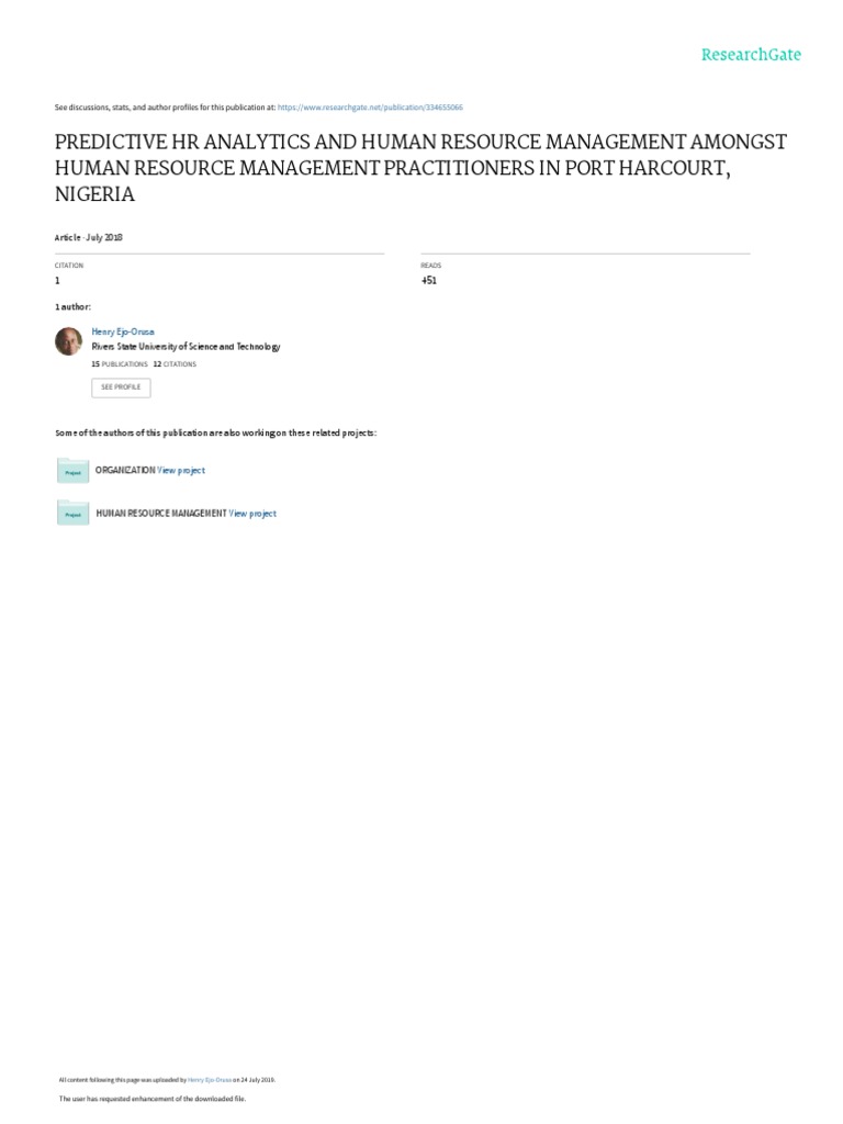 Predictive HR Analytics and Human Resource Management Amongst Human ...
