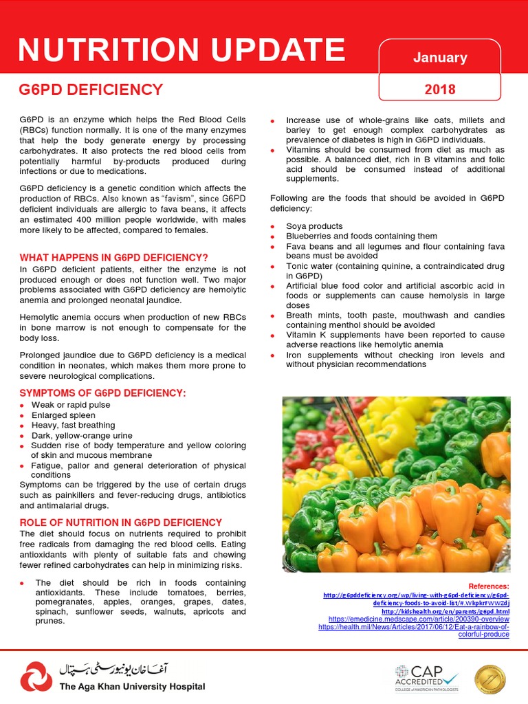 Nutrition Update: G6Pd Deficiency | PDF | Medical Specialties ...