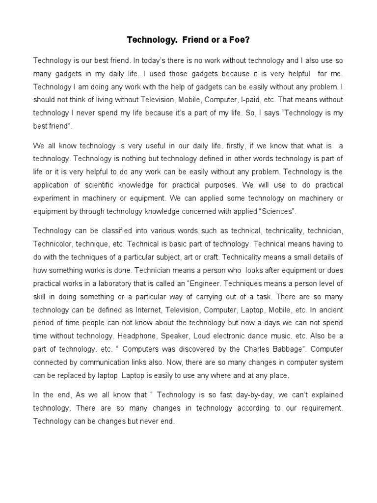 Technology. Friend or A Foe? | PDF