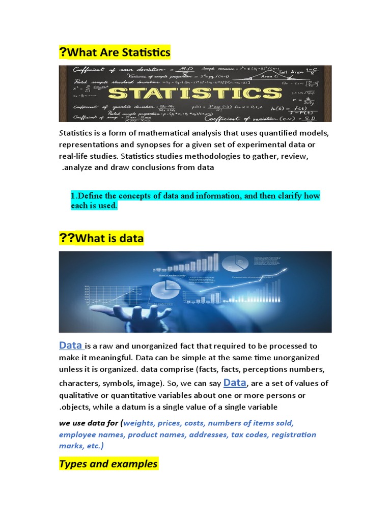 What Are Statistics ?: Statistics Is A Form of Mathematical Analysis ...