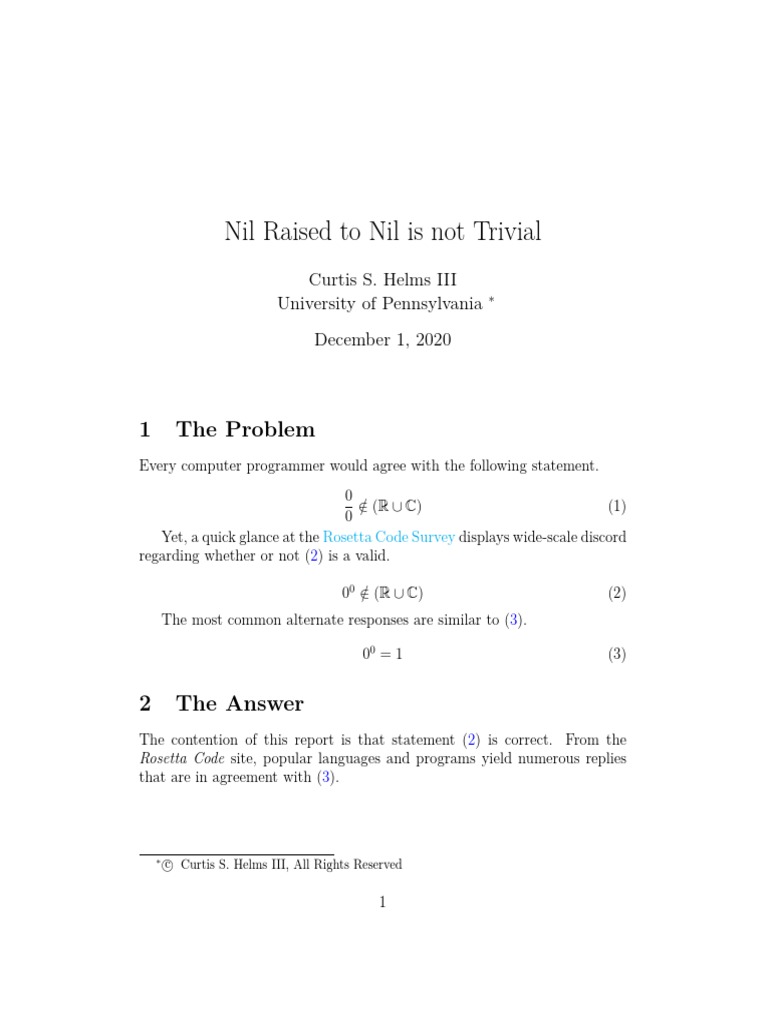 Nil Raised To Nil Is Not Trivial | PDF | Discrete Mathematics ...