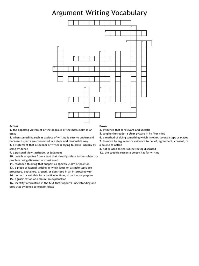 Argument Writing Vocabulary | PDF