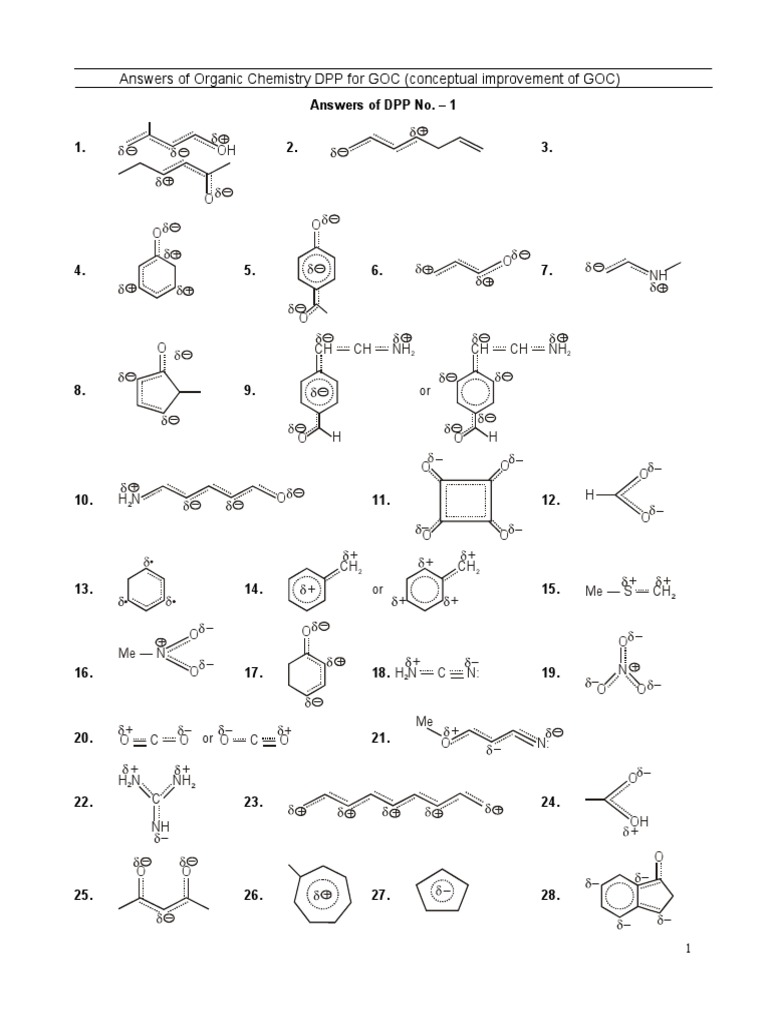 Answers of Organic Chemistry DPP For GOC (Conceptual Improvement of GOC) | PDF | Carboxylic Acid ...