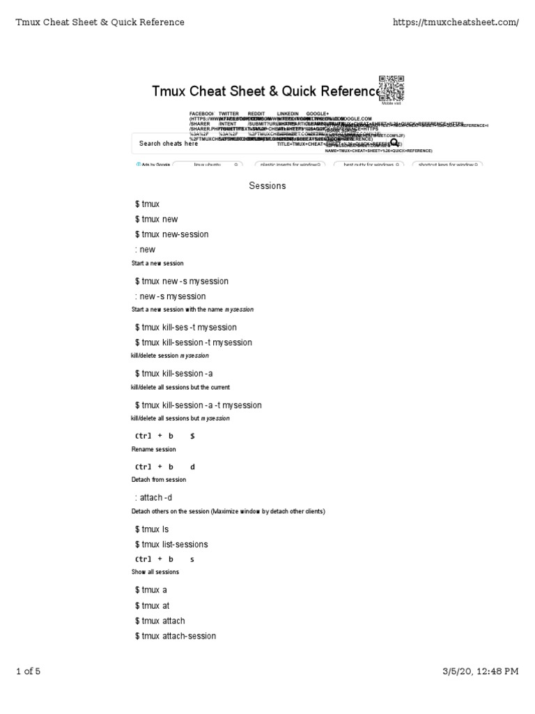 Tmux Cheat Sheet & Quick Reference | PDF | Ibm Pc Compatibles | System ... Tmux Cheat Sheet & Quick Reference | PDF | Ibm Pc Compatibles | System ...
