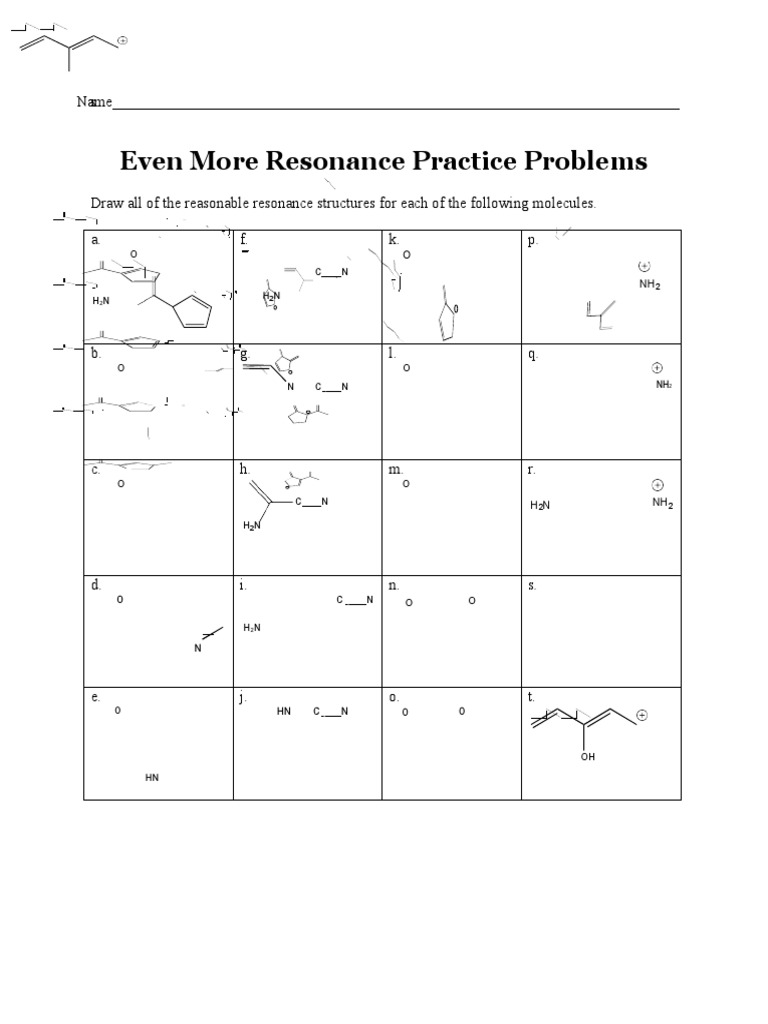 Even More Resonance Practice Problems: S. Name | PDF