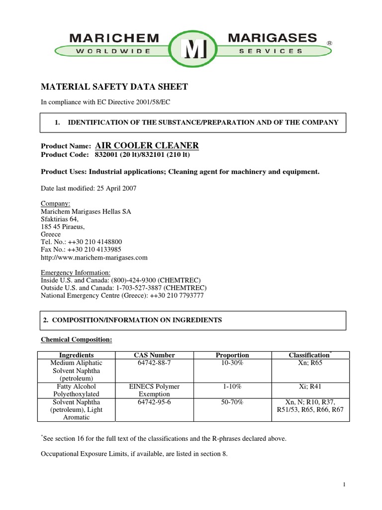 Air Cooler Cleaner | PDF | Toxicity | Benzene