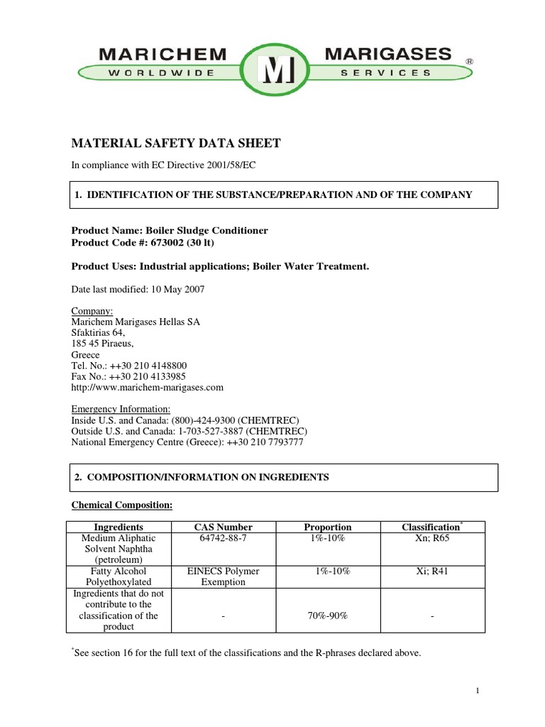 Boiler Sludge Conditioner | PDF | Toxicity | Fires