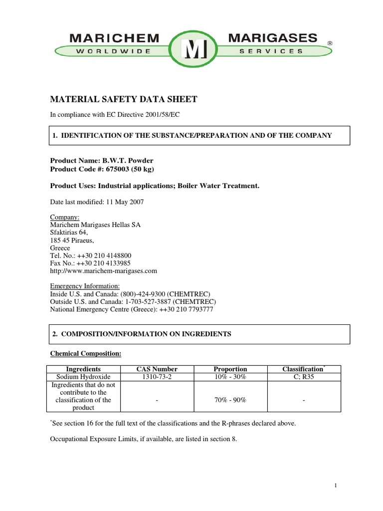 Material Safety Data Sheet | PDF | Sodium Hydroxide | Firefighting