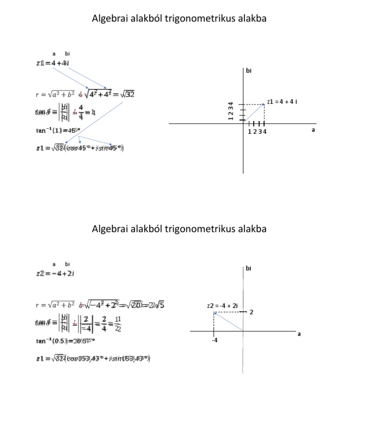 Komplex Számok Trigonometrikus Alakja | PDF
