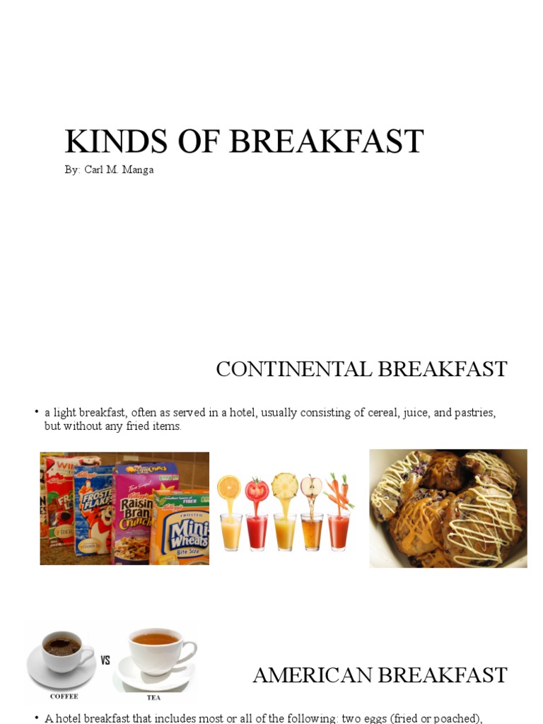 Kinds of Breakfast: By: Carl M. Manga | PDF | Lunch | Food And Drink ...