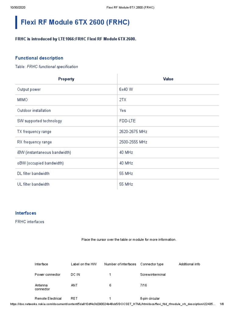 Flexi RF Module 6TX 2600 (FRHC) | PDF | Radio Technology | Electricity