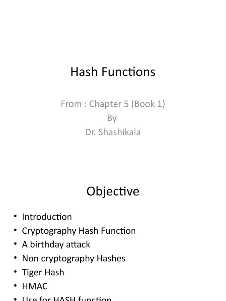 Hash Functions: From: Chapter 5 (Book 1) by Dr. Shashikala | PDF | Cryptography | Espionage ...
