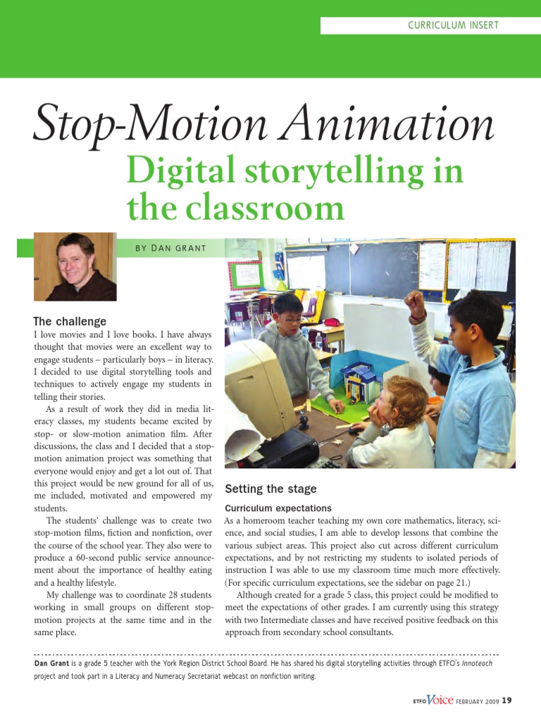 Stop Motion Animation - Digital Storytelling in The Classroom PDF | PDF ...