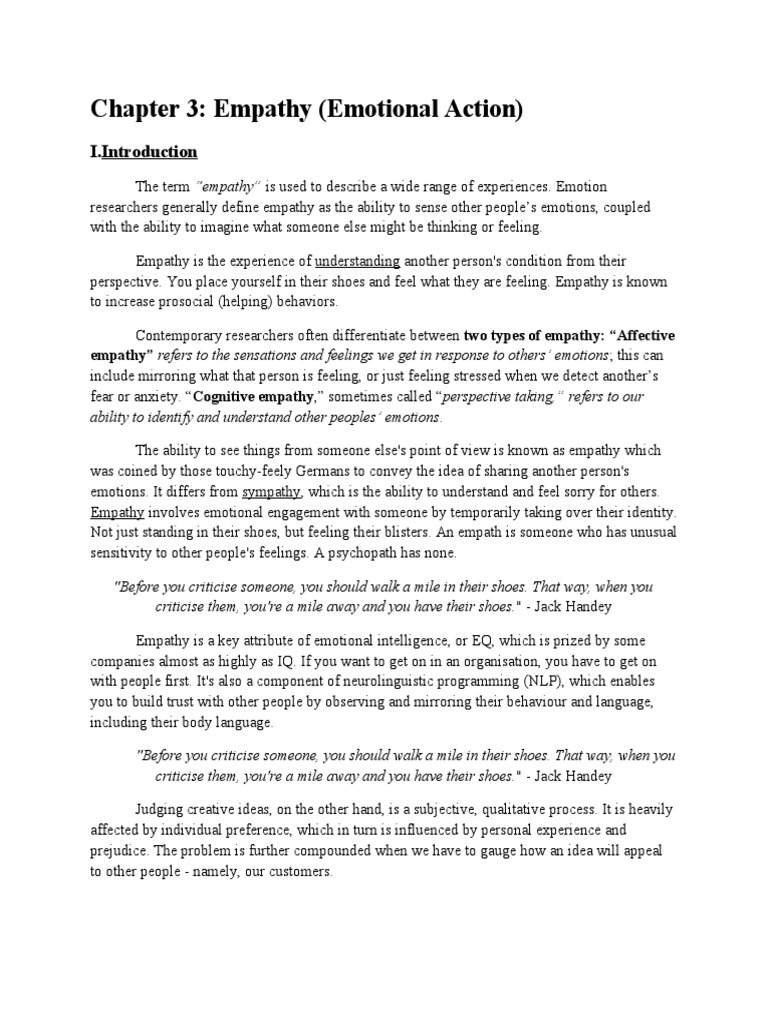 Chapter 3: Empathy (Emotional Action) | PDF | Empathy | Body Language