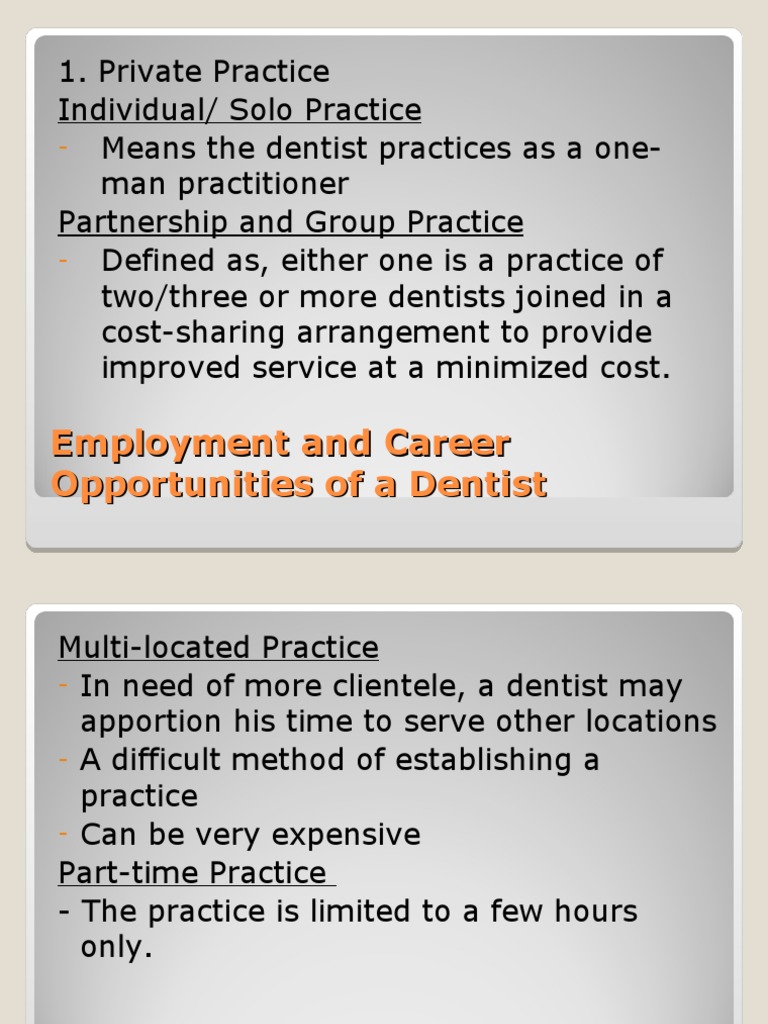 Employment and Career Opportunities of A Dentist | PDF | Dentistry ...