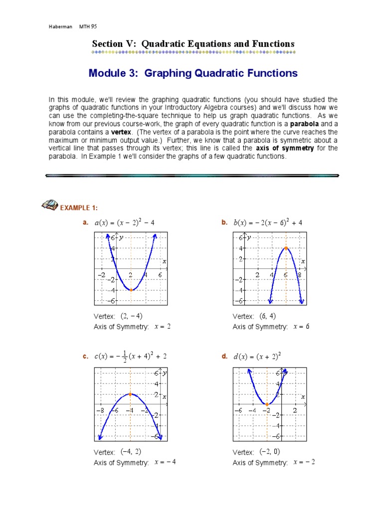 Module 3: Graphing Quadratic Functions | PDF | Mathematical Concepts | Mathematical Relations