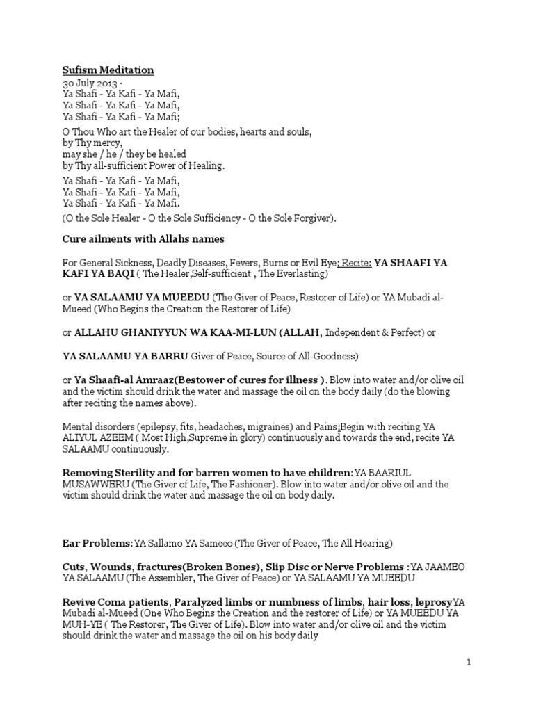 Ya Shafi | PDF | Faith Healing