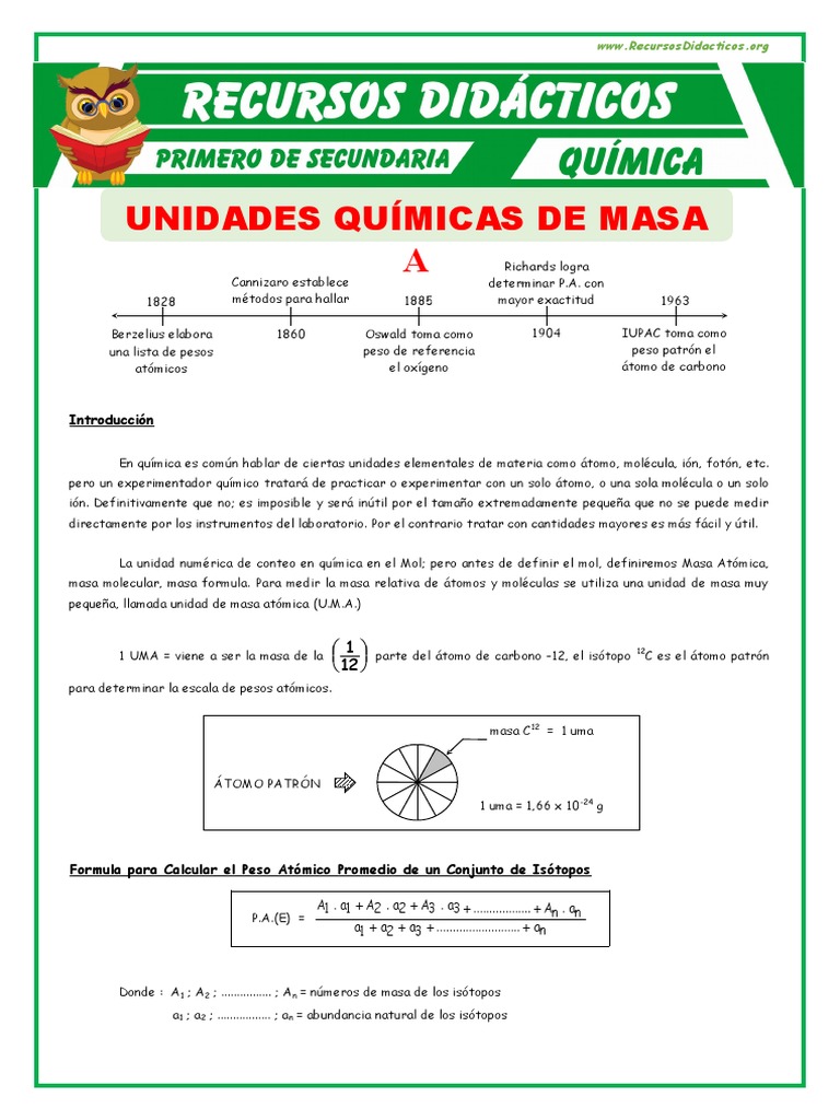 Unidades Quimicas de Masa para Primero de Secundaria | PDF | Mole (Unidad) | Química