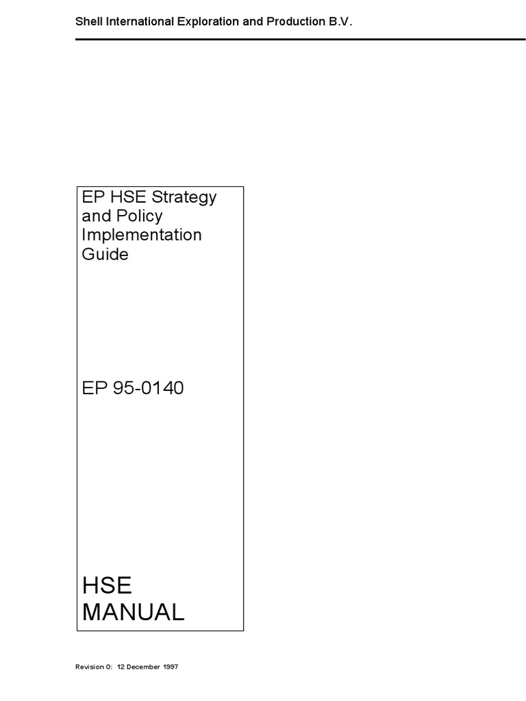 95-0140 EP HSE Strategy and Policy Implementation Guide | PDF | Joint ...