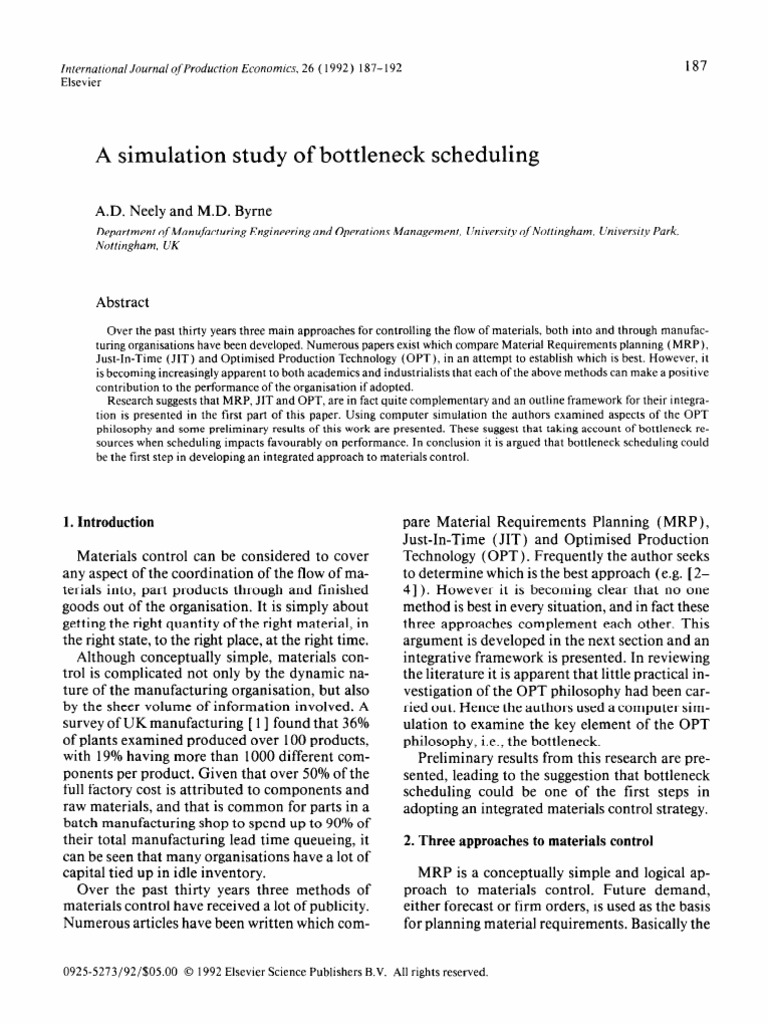 A Simulation Study of Bottleneck Scheduling | PDF | Scheduling ...