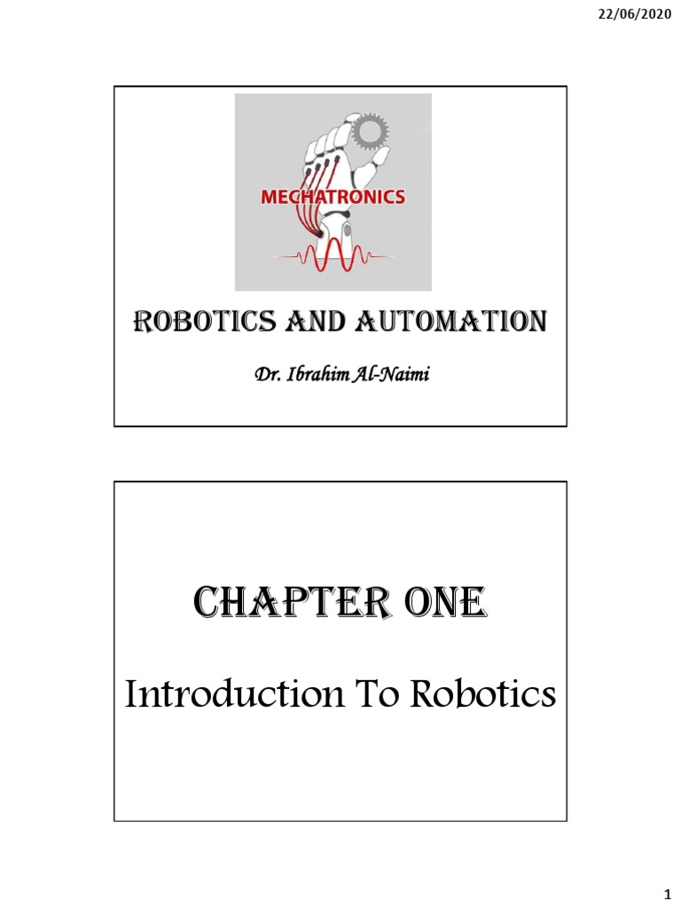 Chapter 1 Introduction To Robotics PDF | PDF | Robot | Robotics