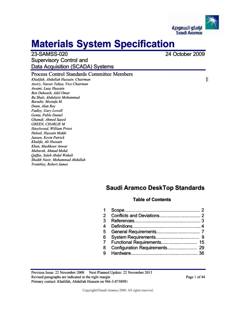 23 Samss 020 | PDF | Scada | Specification (Technical Standard)