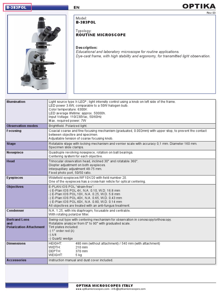 Educational and Laboratory Microscope For Routine Applications. Dye ...
