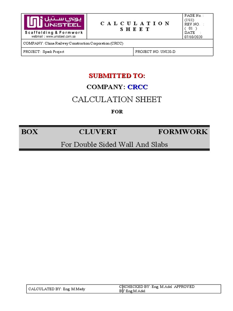 Box Culvert Wall Calculation Sheet | PDF | Beam (Structure) | Bending