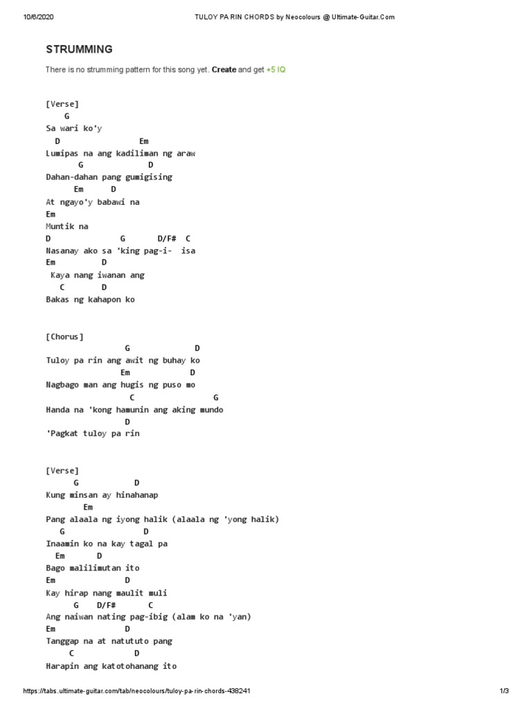 TULOY PA RIN CHORDS by Neocolours @ PDF | PDF