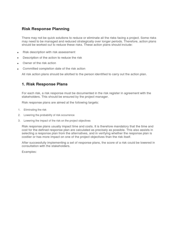 Risk Response Planning | PDF | Risk | Risk Management