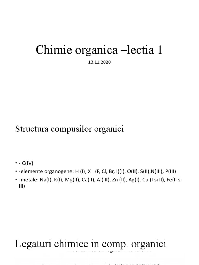 Chimie Organica - Lectia 1 | PDF