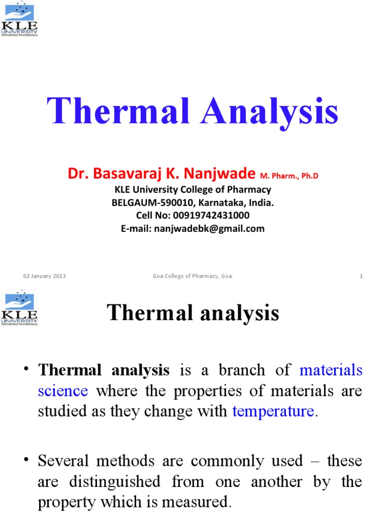 Thermal Analysis Methods in Pharma | PDF | Thermogravimetric Analysis ...