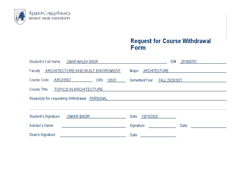 Architecture Course Withdrawal Form | PDF | Technology & Engineering
