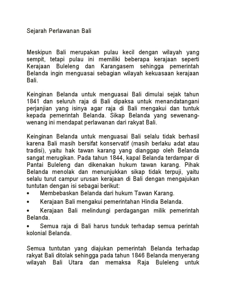 Sejarah Perlawanan Bali | PDF