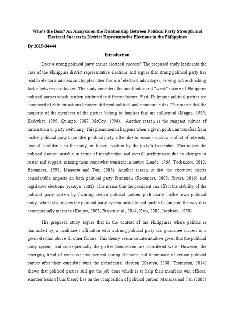 Political Party Strength and Electoral Success: An Analysis of District ...