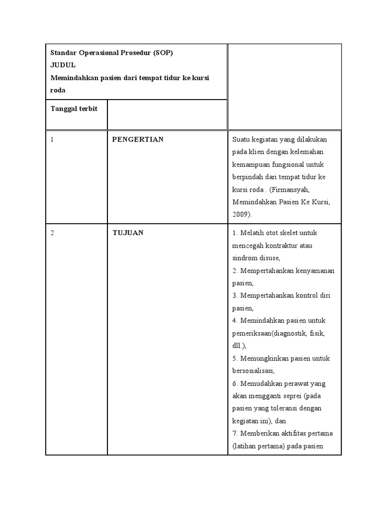 Sop Mobilisasi | PDF
