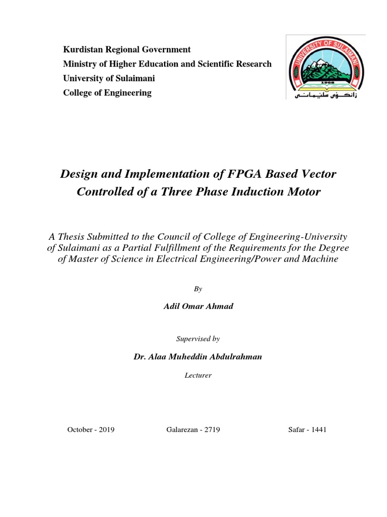 Design And Implementation Of Fpga Based Vector Controlled Of A Three Phase Induction Motor Pdf