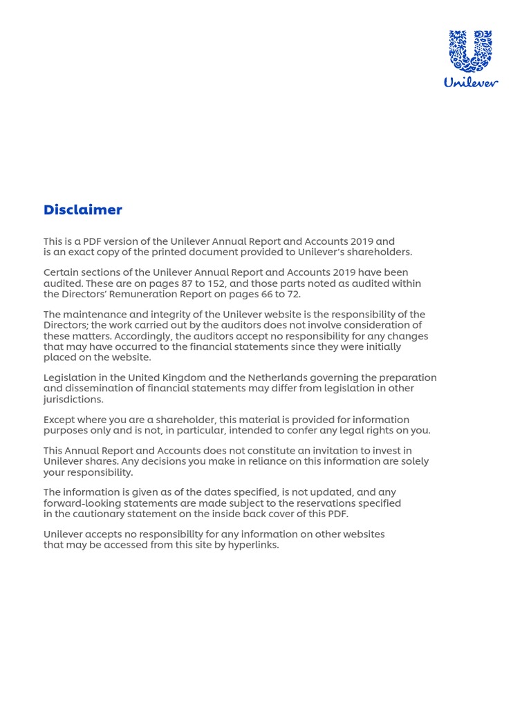 Unilever Annual Report and Accounts 2019 - tcm244 547893 - en PDF ...
