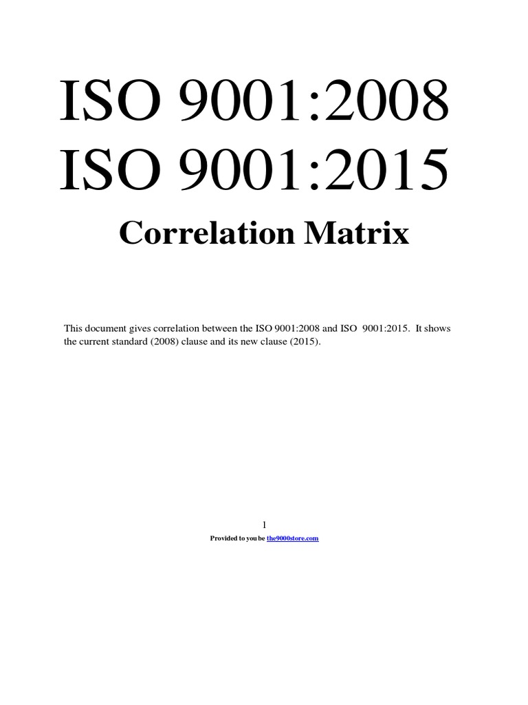 ISO 9001-2008-2015 Correlation Matrix v2 | PDF | Quality Management ...