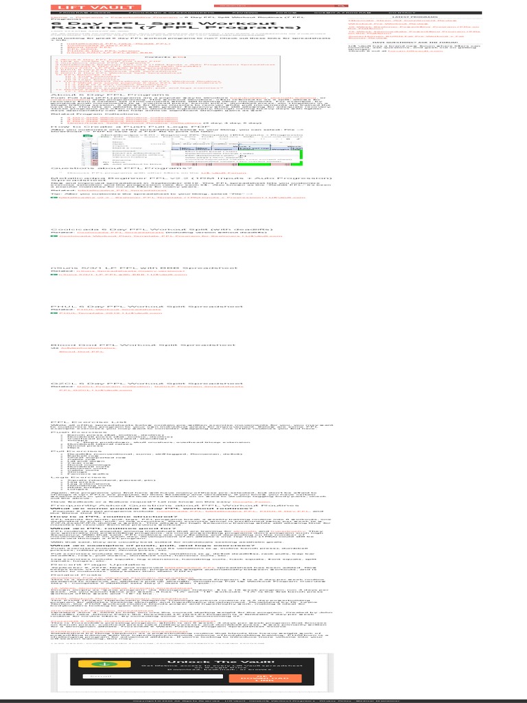 6 Day PPL Split Workout Routines - Google Sheets (2020) - Lift Vault ...