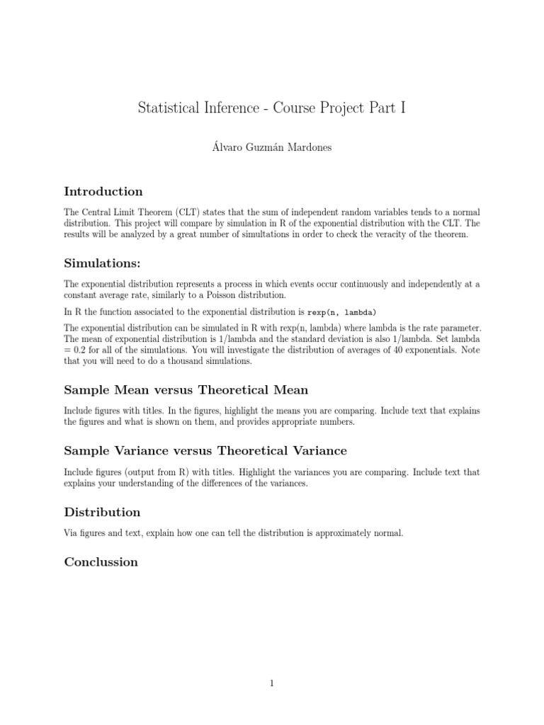 Statistical Inference - Course Project Part I: Álvaro Guzmán Mardones | PDF
