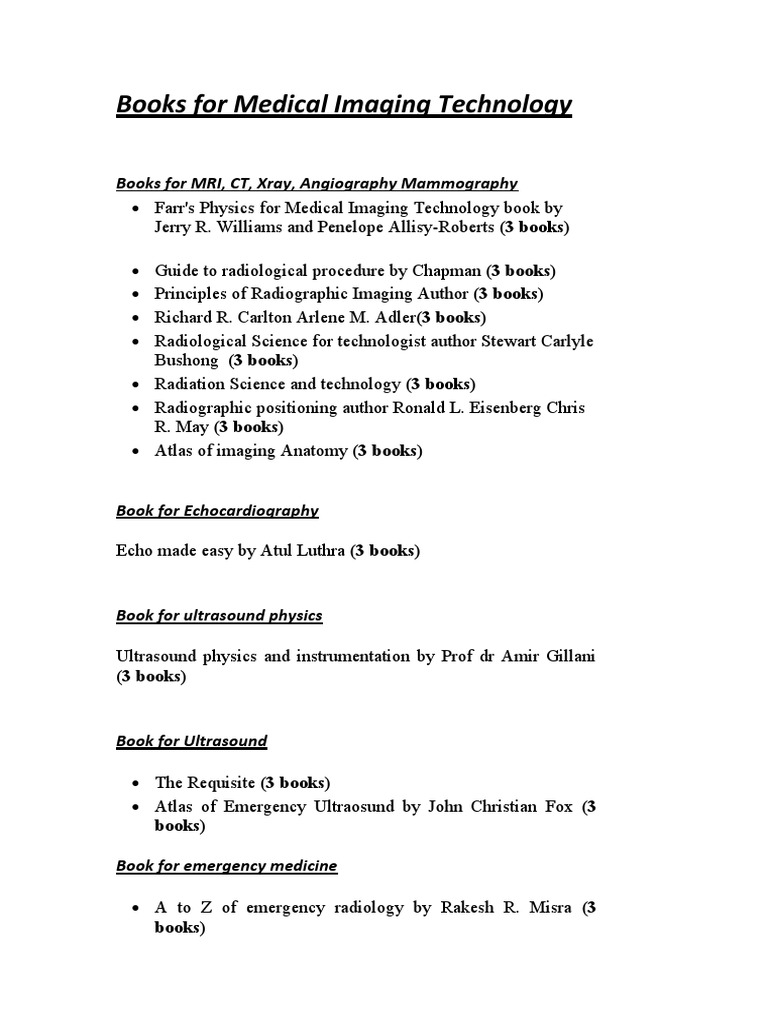 Books For Medical Imaging Technology | PDF