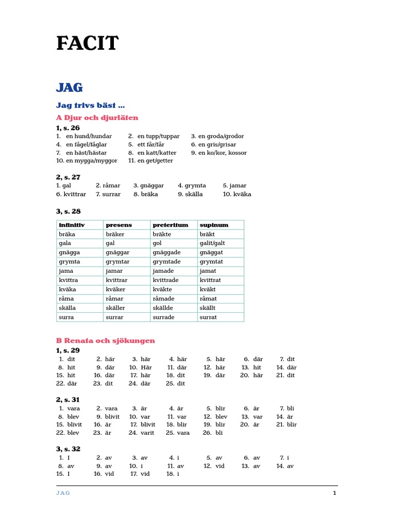 GrundhjuletGrammatik Facit | PDF